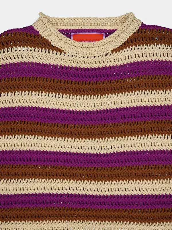 La DoubleJ Cropped Crochet Sweater With Trumpet Sleeves