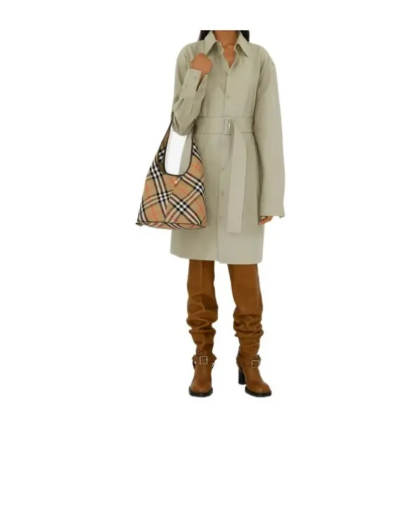 Burberry Check Printed Hobo Bag