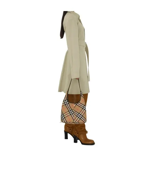 Burberry Check Printed Hobo Bag