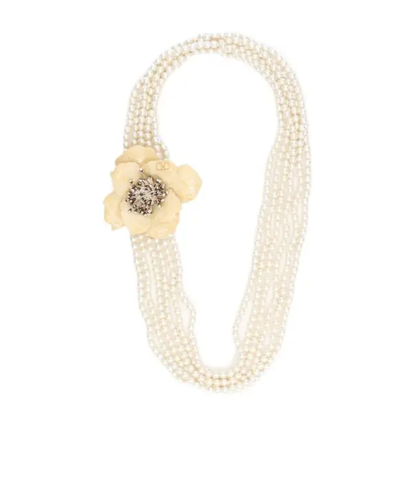 Valentino Garavani Fleur Lumineuse Necklace - Gold/avorio/cream/multicolor Beige
