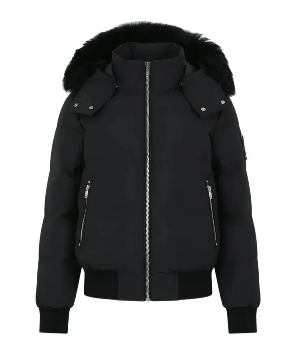 Moose Knuckles Cloud Shearling Bomber Jacket With Hood