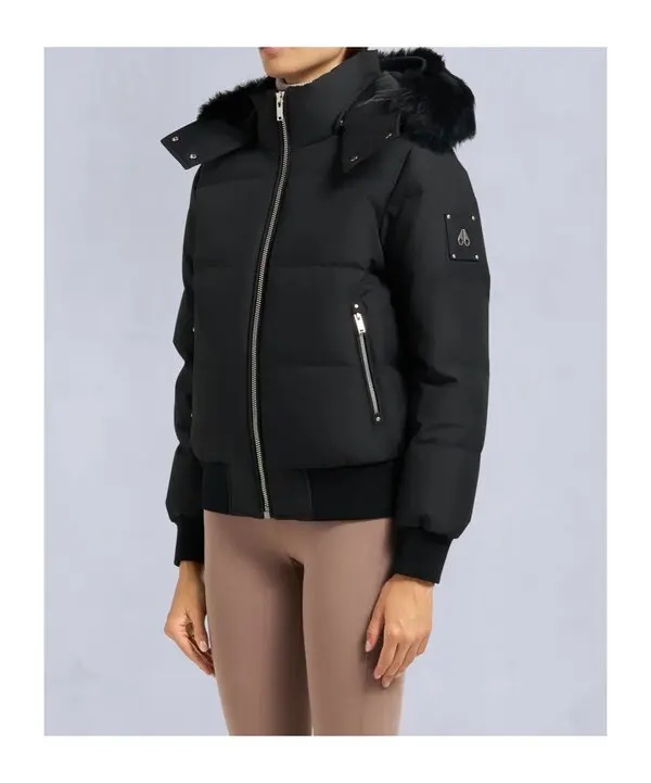 Moose Knuckles Cloud Shearling Bomber Jacket With Hood