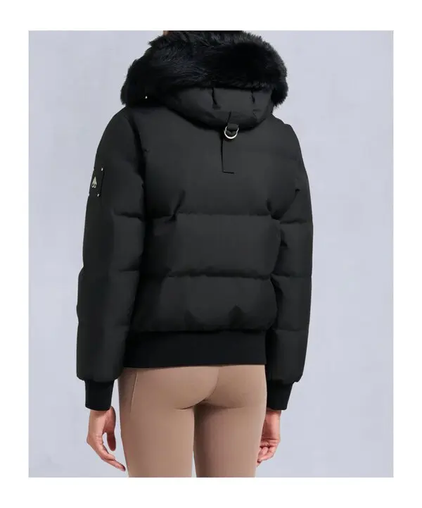 Moose Knuckles Cloud Shearling Bomber Jacket With Hood