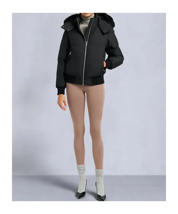 Moose Knuckles Cloud Shearling Bomber Jacket With Hood