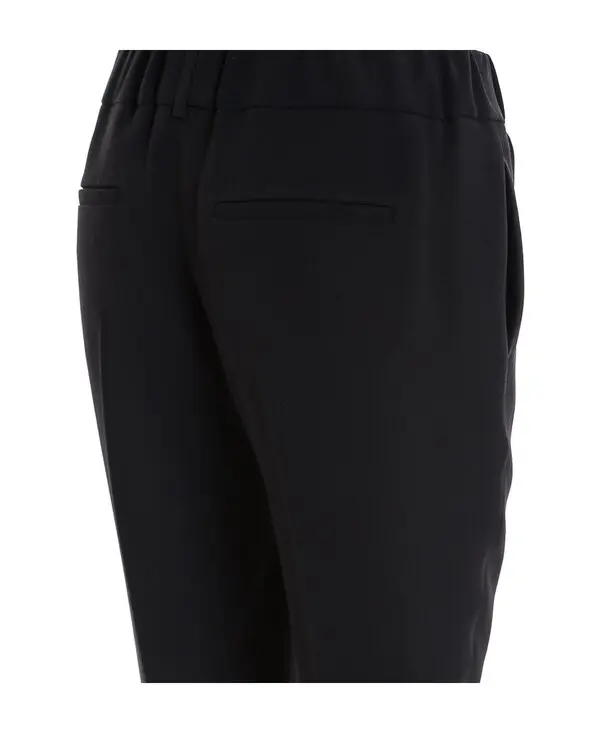 Brunello Cucinelli Cropped Trousers With Elastic Waist - Black