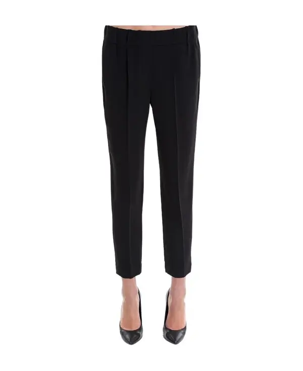 Brunello Cucinelli Cropped Trousers With Elastic Waist - Black