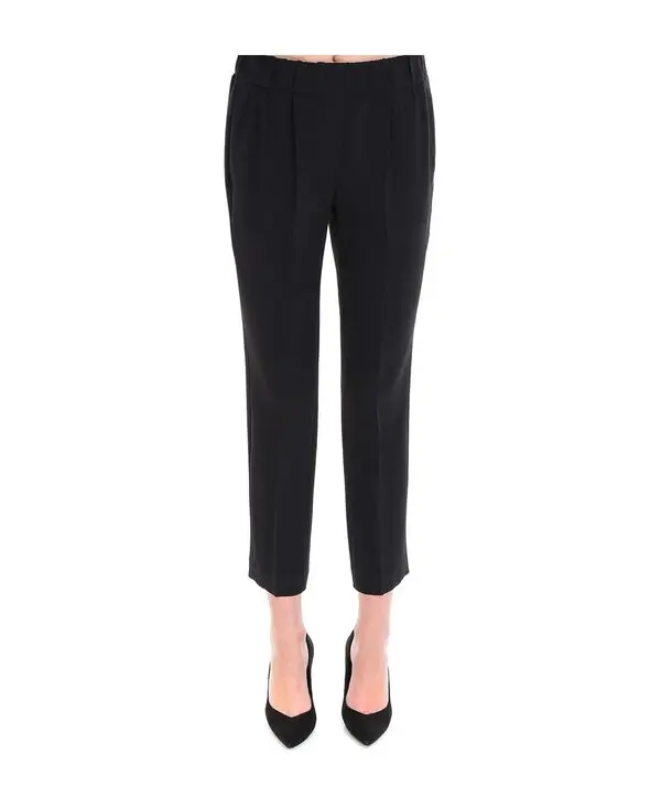 Brunello Cucinelli Cropped Trousers With Elastic Waist - Black