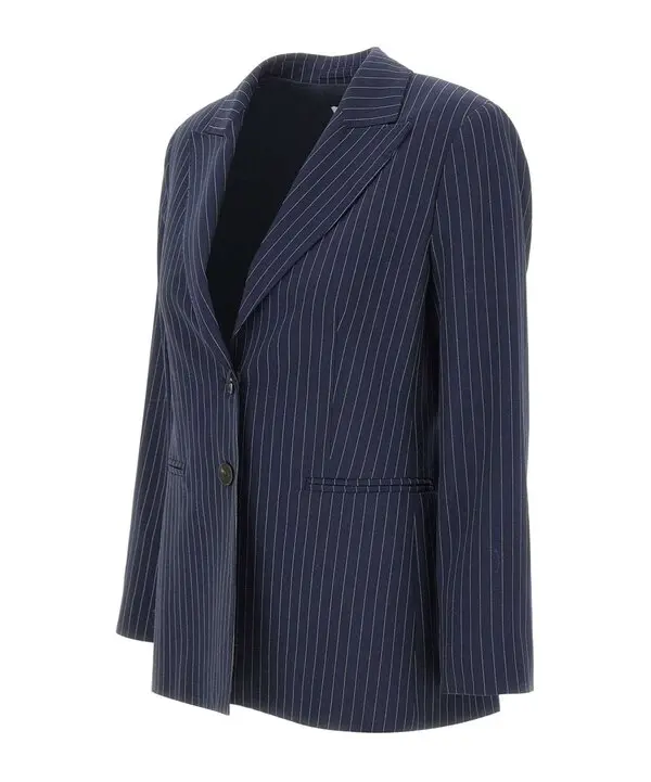 Marella Striped Blazer - Black