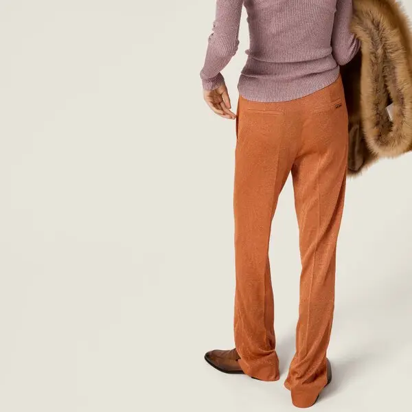 Miu Miu Straight-leg Lurex Pants - Orange