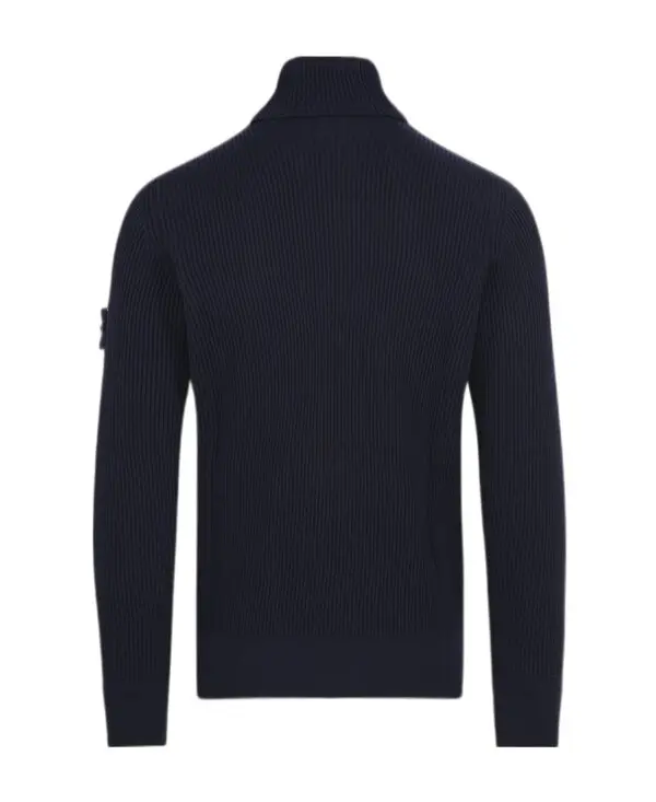 Stone Island Compass Patch Roll Neck Jumper - Blue