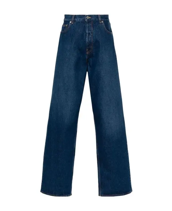 Off-White Logo Patch Wide Leg Jeans