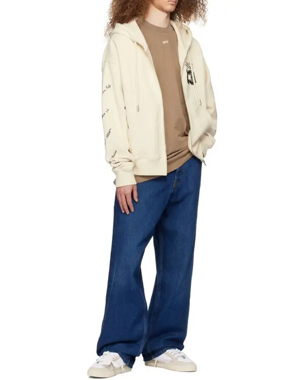 Off-White Logo Patch Wide Leg Jeans