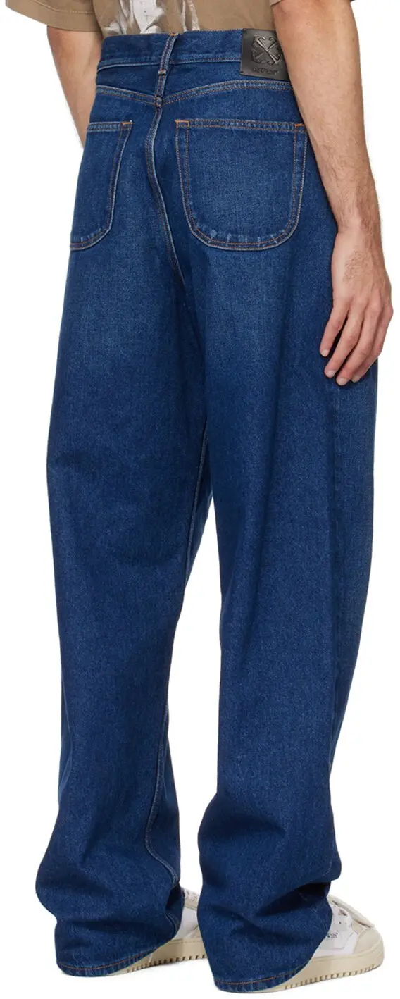 Off-White Logo Patch Wide Leg Jeans