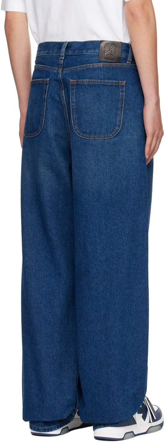 Off-White Logo Patch Wide Leg Jeans