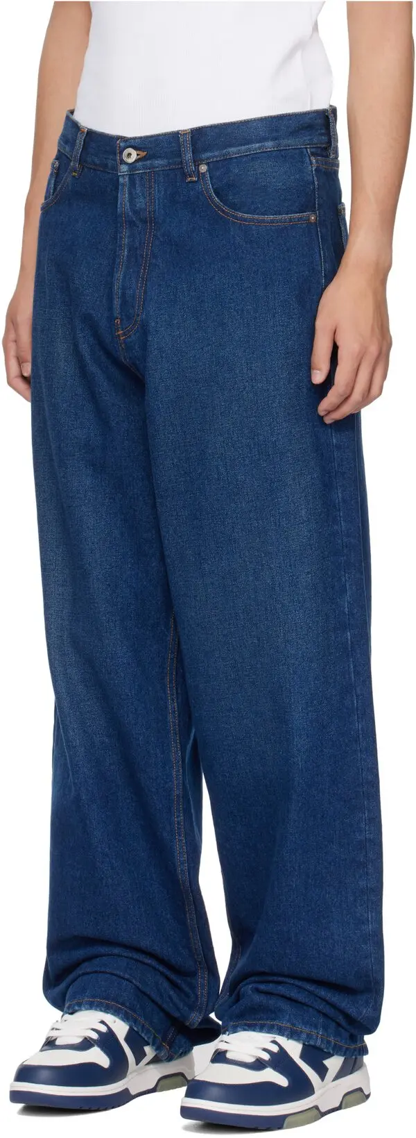 Off-White Logo Patch Wide Leg Jeans