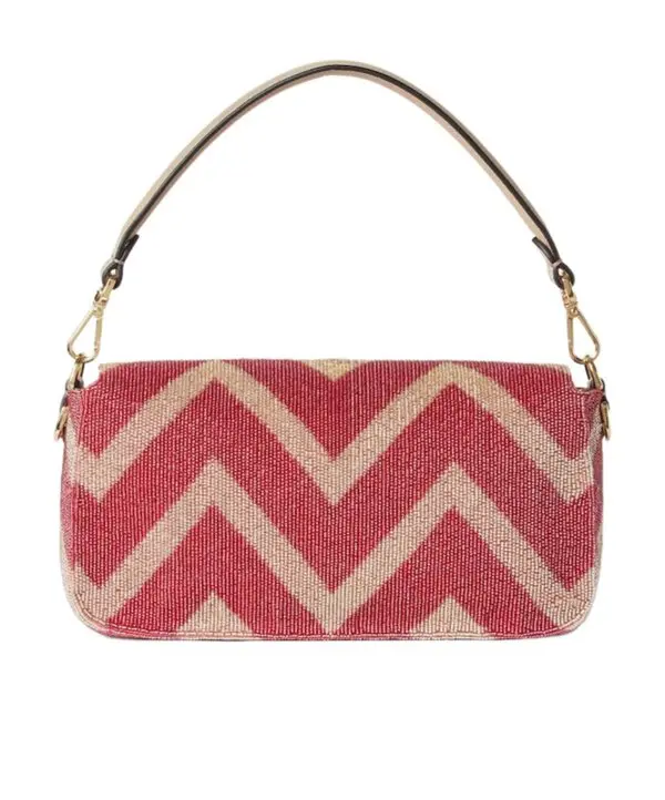 Fendi Baguette Bag With Beaded Chevron And Fringe - Multi-color