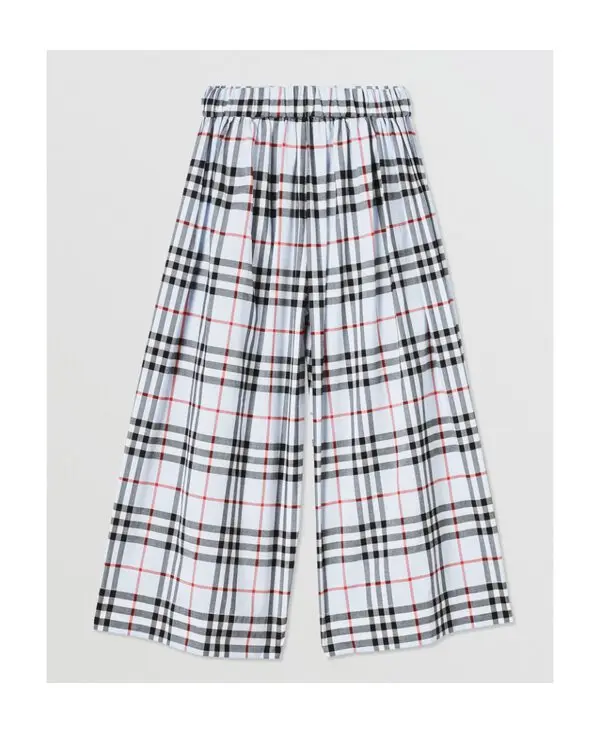 Burberry Plaid Wide-leg Trousers With Button Detail