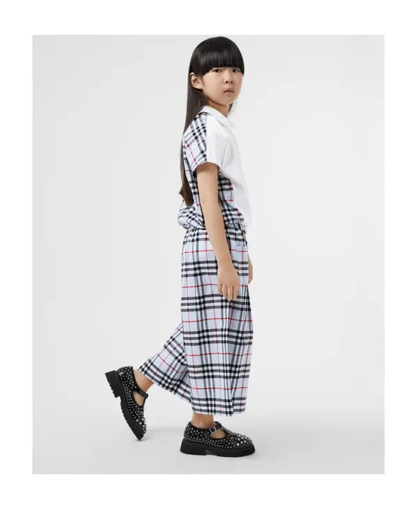 Burberry Plaid Wide-leg Trousers With Button Detail