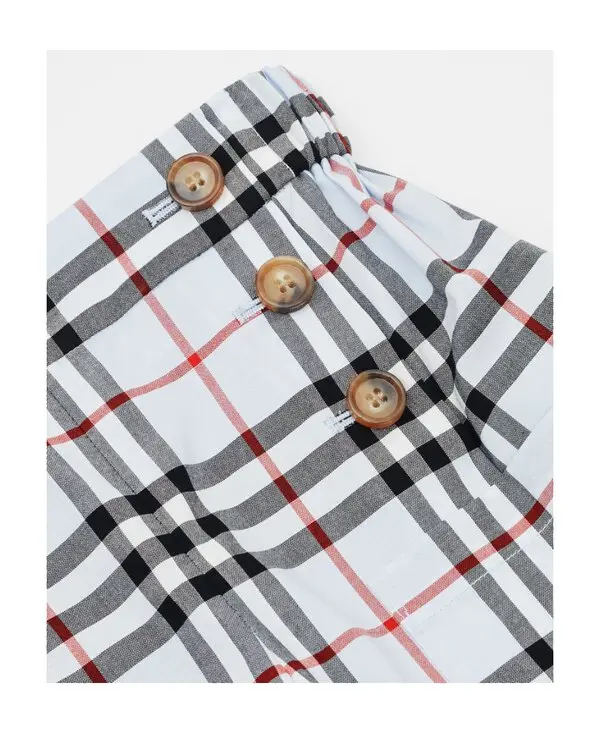 Burberry Plaid Wide-leg Trousers With Button Detail