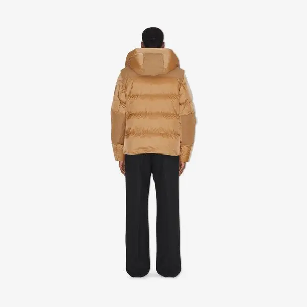 Burberry Padded Long Sleeve Hooded Jacket With Removable Sleeves - Nude