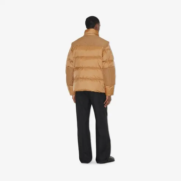 Burberry Padded Long Sleeve Hooded Jacket With Removable Sleeves - Nude