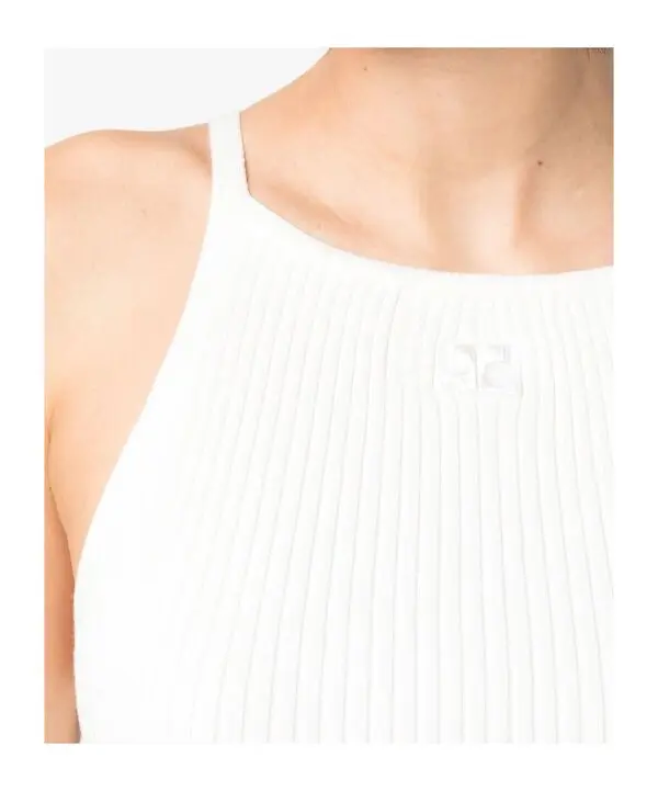 COURREGES Courrèges Rib-knit Pointy Tank Top - White