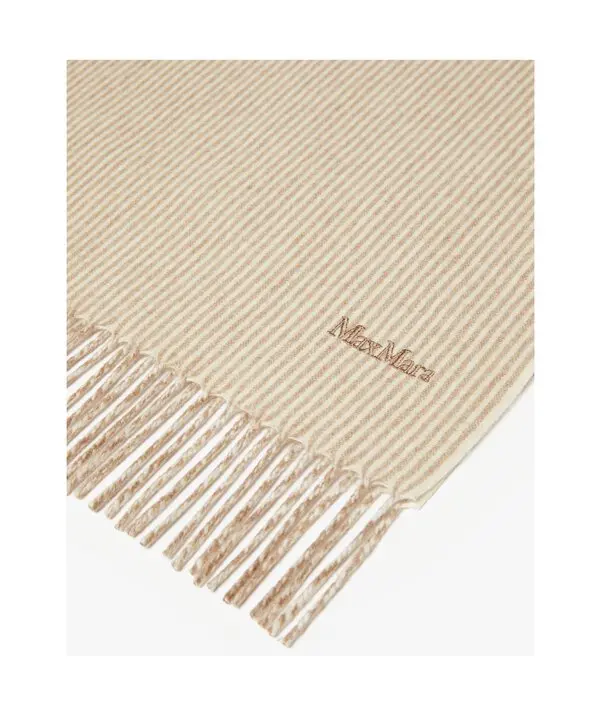 Max Mara Logo Embroidered Striped Scarf