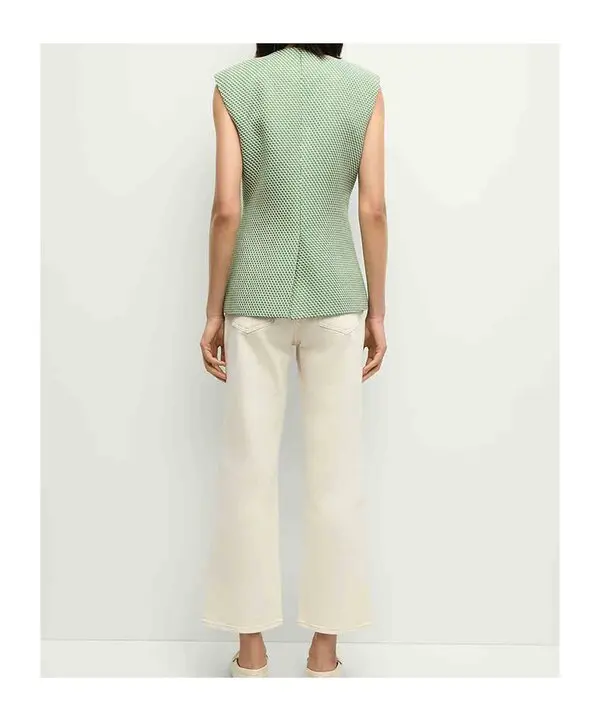 Veronica Beard Round Collar Sleeveless Vest With Pattern
