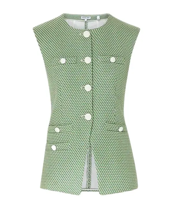 Veronica Beard Round Collar Sleeveless Vest With Pattern