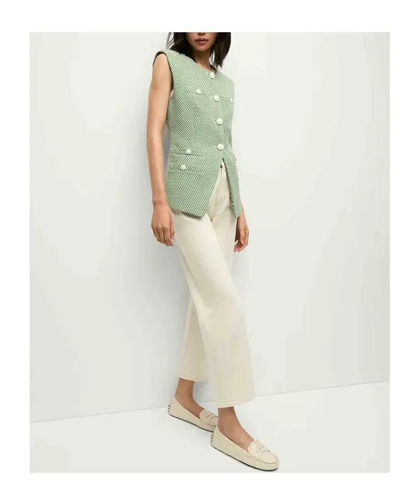 Veronica Beard Round Collar Sleeveless Vest With Pattern