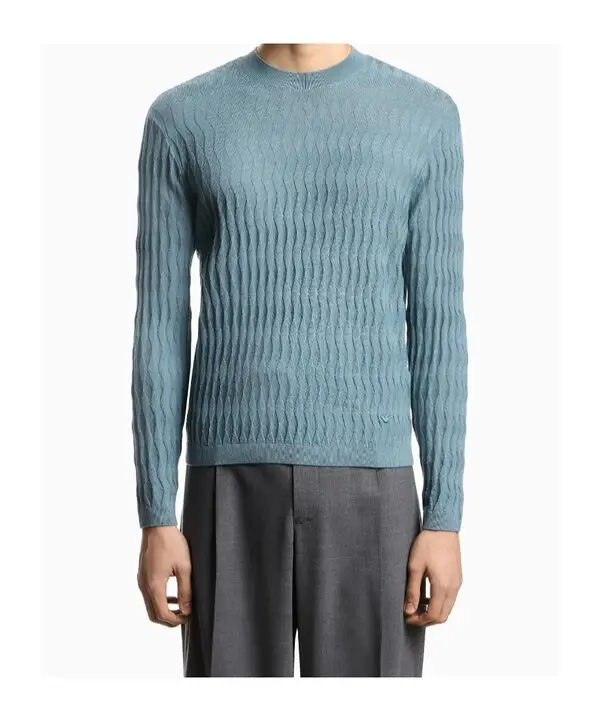 Emporio Armani Textured Pullover With Embroidered Logo
