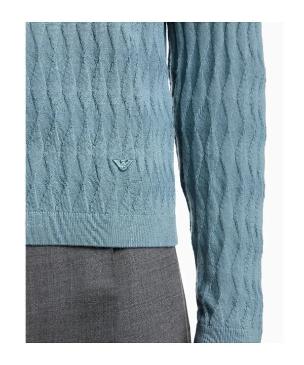 Emporio Armani Textured Pullover With Embroidered Logo