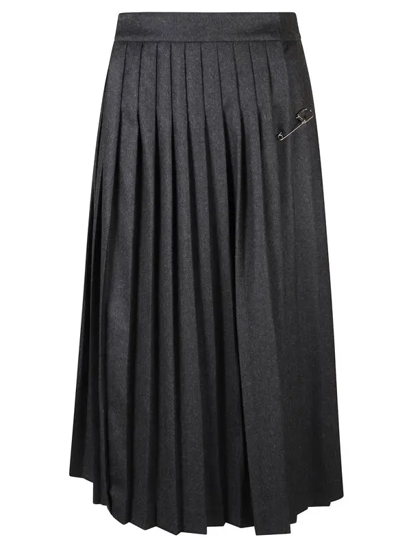 Prada Pleated Wool Flannel Skirt