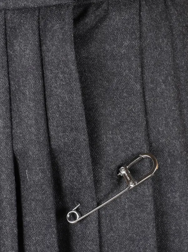 Prada Pleated Wool Flannel Skirt