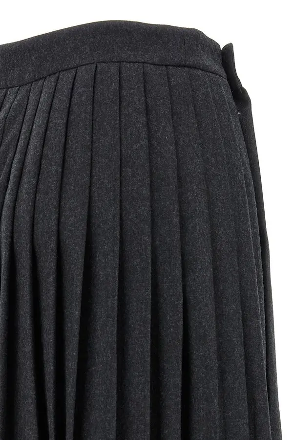 Prada Pleated Wool Flannel Skirt