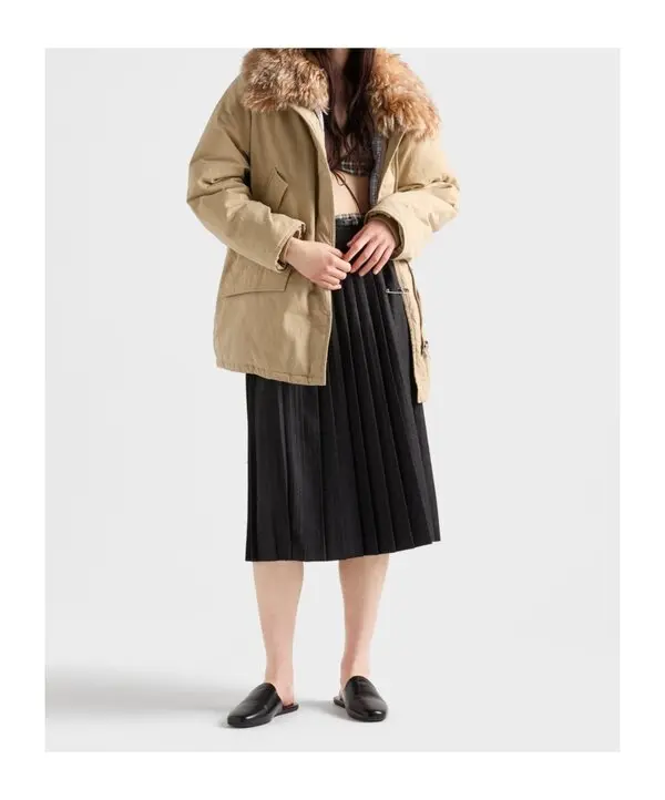 Prada Pleated Wool Flannel Skirt