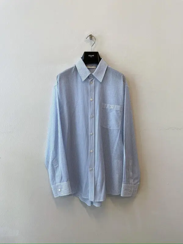 Celine Oversized Striped Cotton Voile Shirt