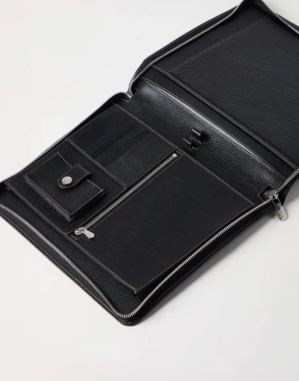 Brunello Cucinelli Logo-debossed Leather Laptop Bag