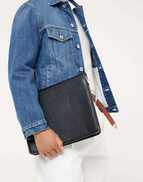 Brunello Cucinelli Logo-debossed Leather Laptop Bag