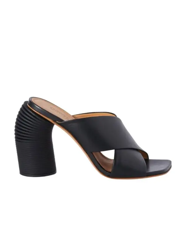 Off-White Crossover Strap Heeled Mules - Black