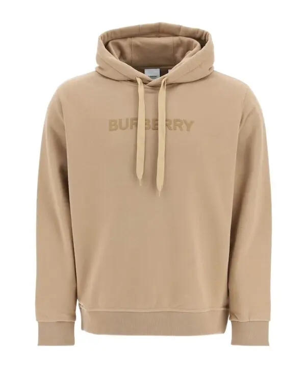 Burberry Logo Detailed Drawstring Hoodie - Nude