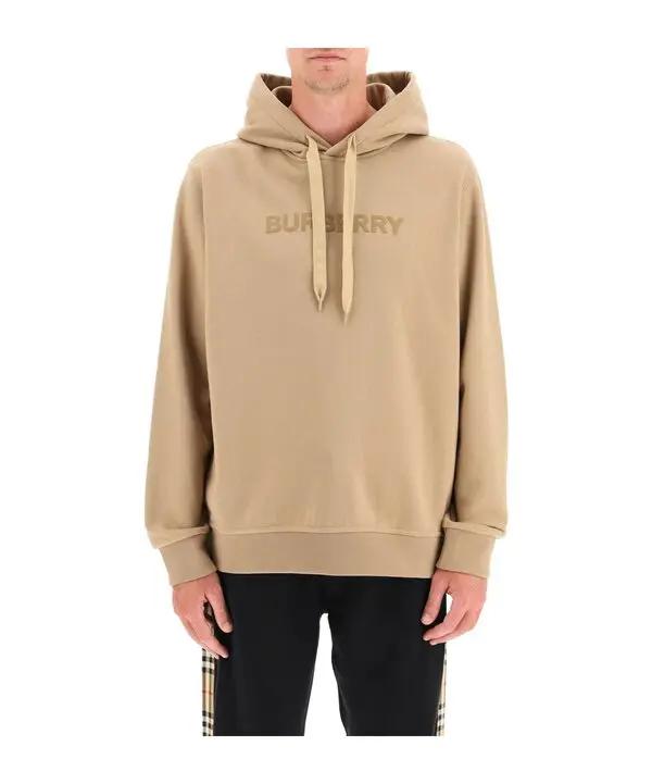 Burberry Logo Detailed Drawstring Hoodie - Nude