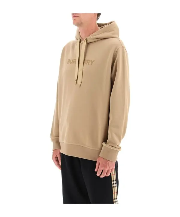 Burberry Logo Detailed Drawstring Hoodie - Nude