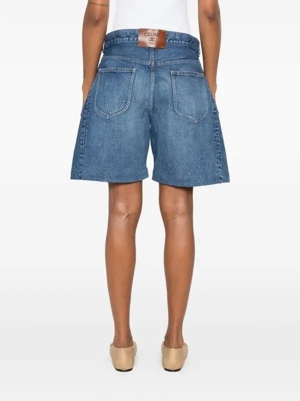 Celine Denim Shorts With Belt Loops - Blue