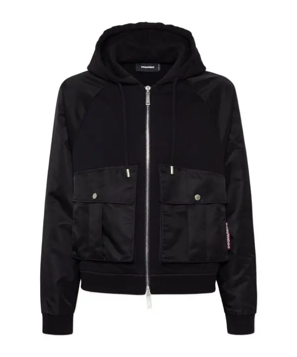 Dsquared2 Cropped Relaxed Fit Utility Hoodie