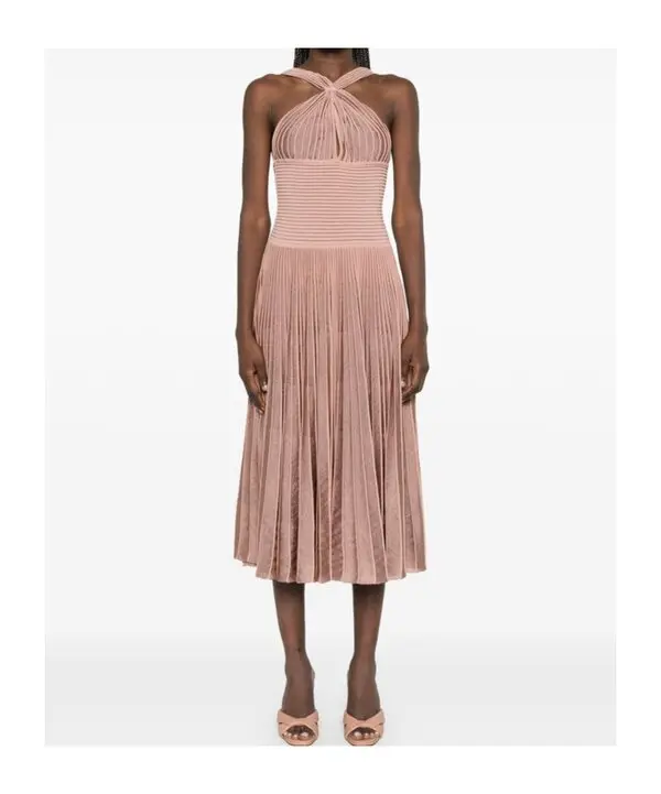 ANTONINO VALENTI Sleeveless Pleated Dress - Nude