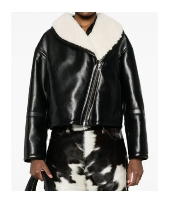 STAND STUDIO Faux-leather Biker Jacket With Shawl Collar