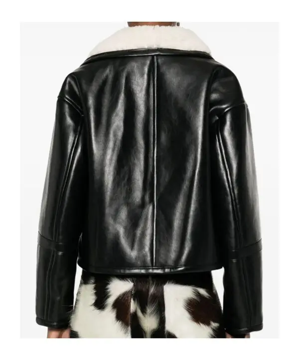 STAND STUDIO Faux-leather Biker Jacket With Shawl Collar