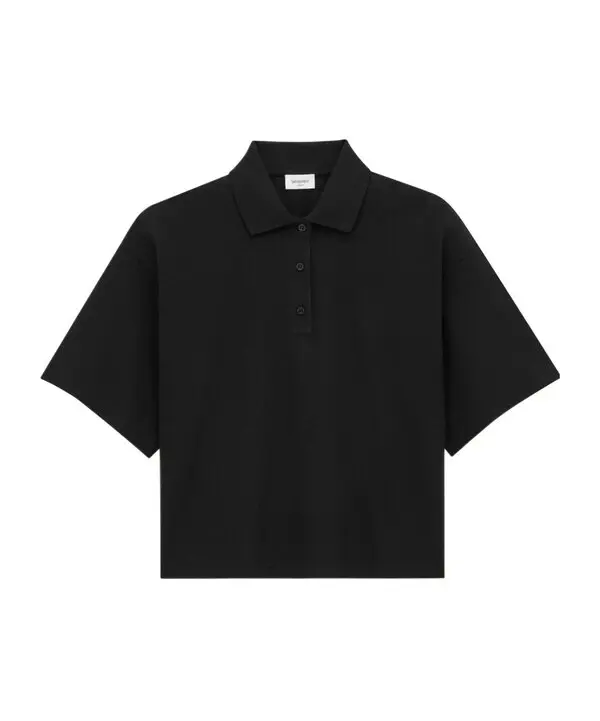 Saint Laurent Cassandre Short Sleeve Polo Shirt - Black