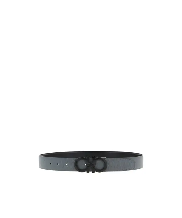 FERRAGAMO Gancini Reversible Belt - Gray